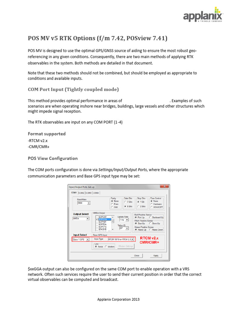 POS MV v5 RTK Options - fm742 | PDF | Global Positioning System ...