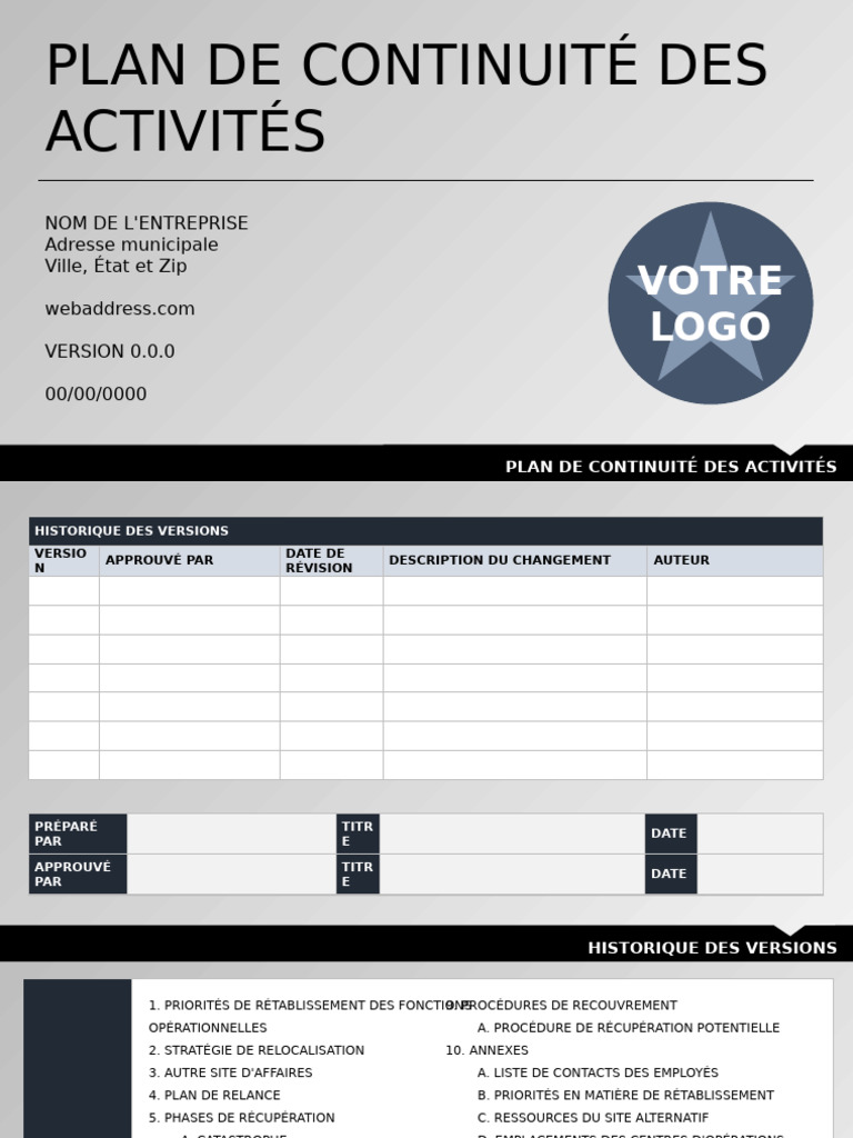 IC Business Continuity Plan Template 17406 PowerPoint FR | PDF | Gestion des ressources humaines ...
