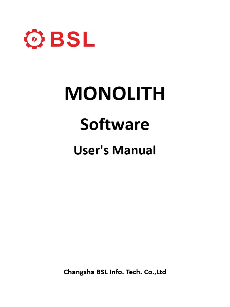 BSL MONOLITH Software User's Manual 2.0 | PDF | Port (Computer Networking) | Computer Network