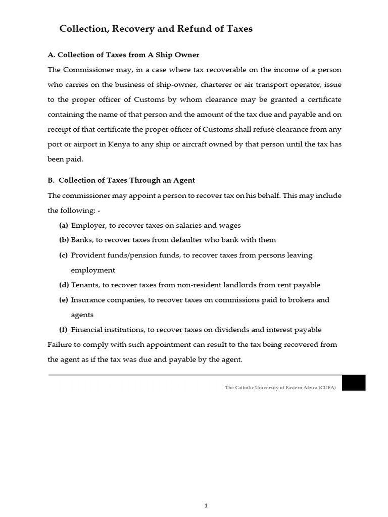Collection and Recovery of Taxes.. 2 | PDF | Taxes | Tax Refund