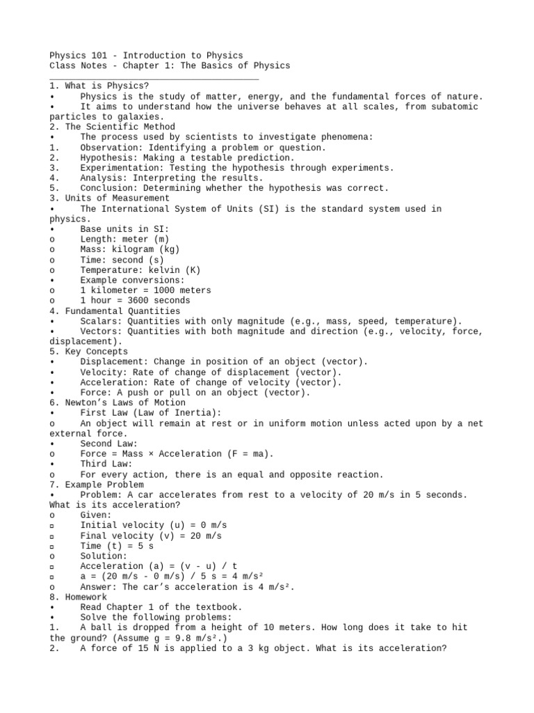 Physics 101 - Introduction To Physics | PDF | Force | Velocity