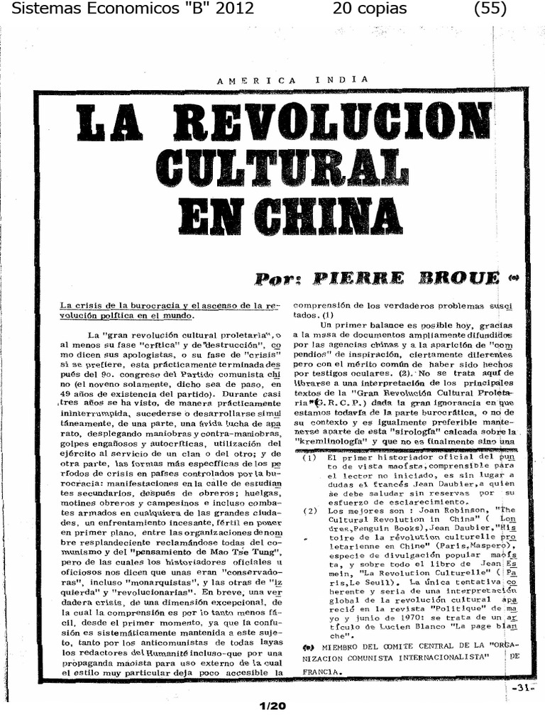 55 - BROUE - La Revolución Cultural en China ENTERO | PDF