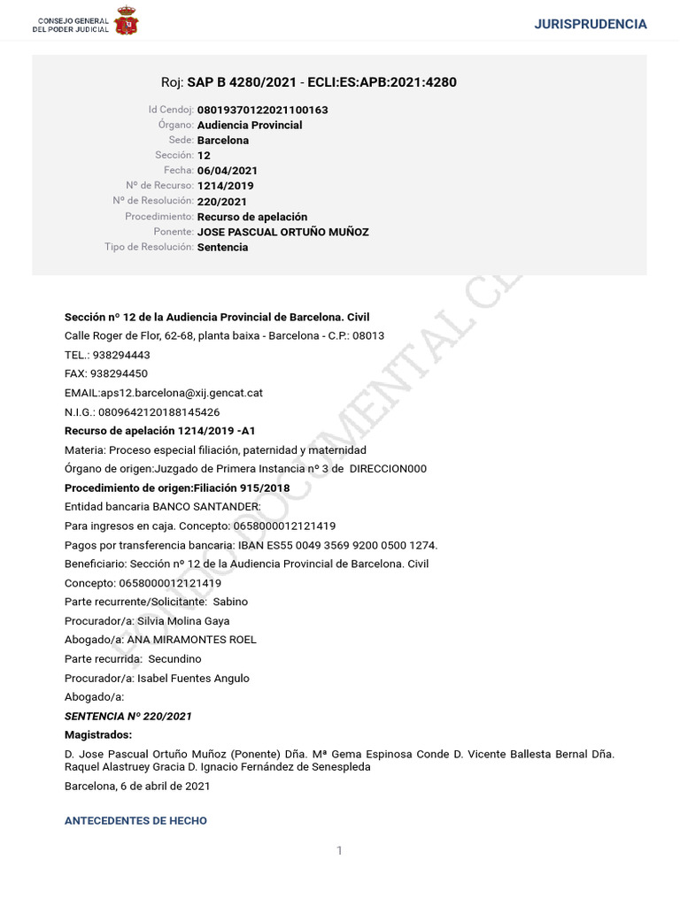 Sap B 4280 2021 | PDF | Caso de ley | Sentencia (ley)