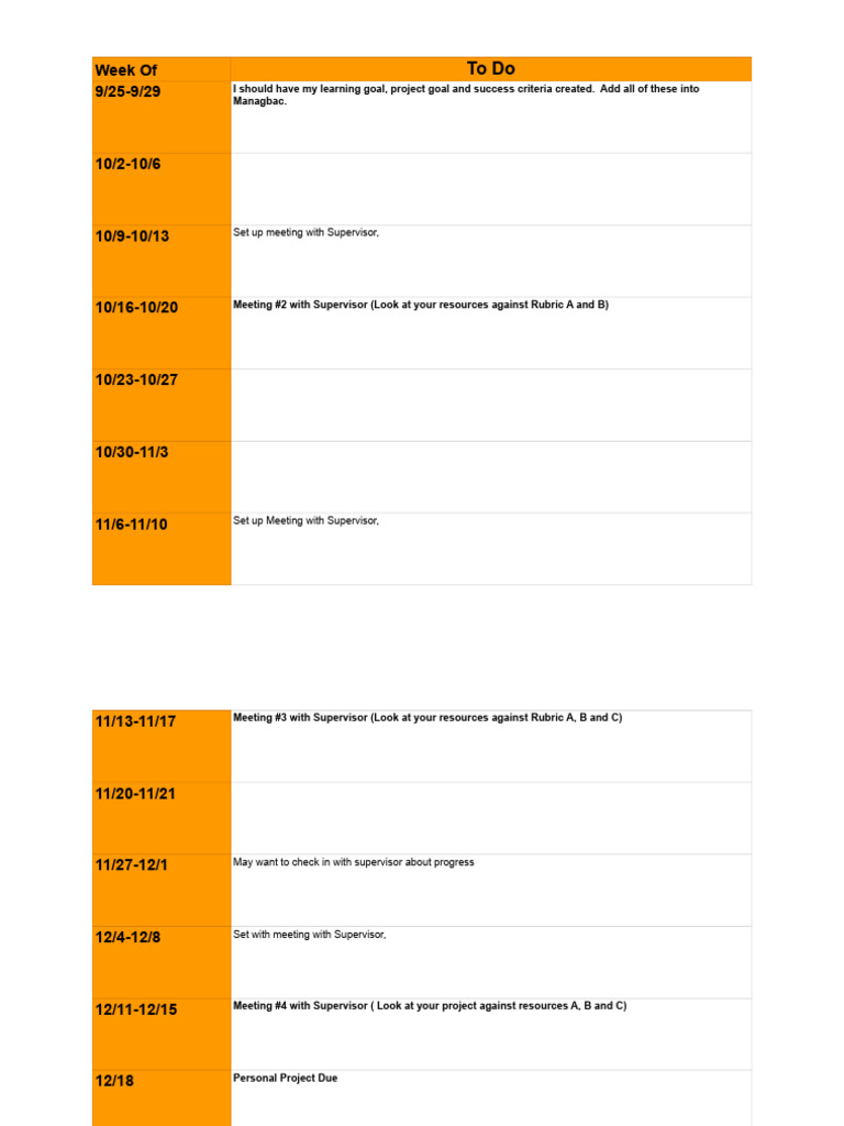 Student Project Timeline | PDF