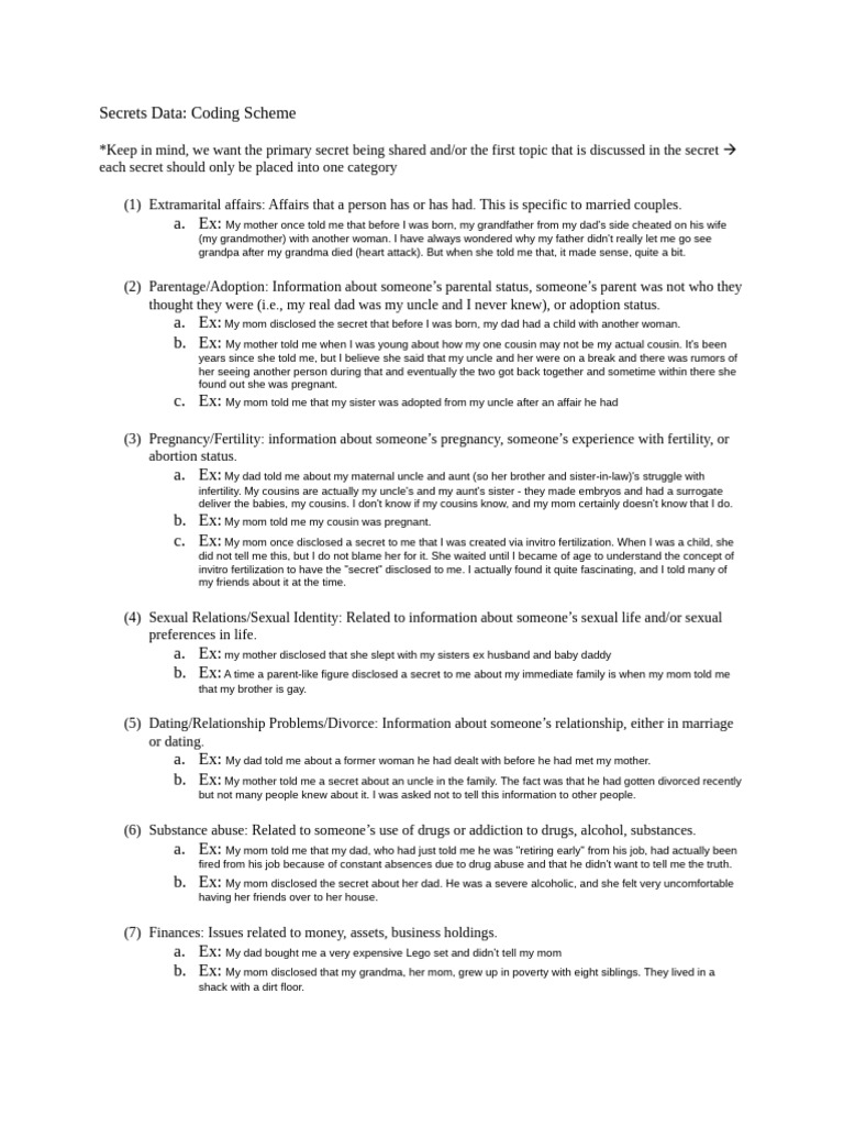 Secrets Data - Coding Scheme | PDF | Pregnancy | In Vitro Fertilisation