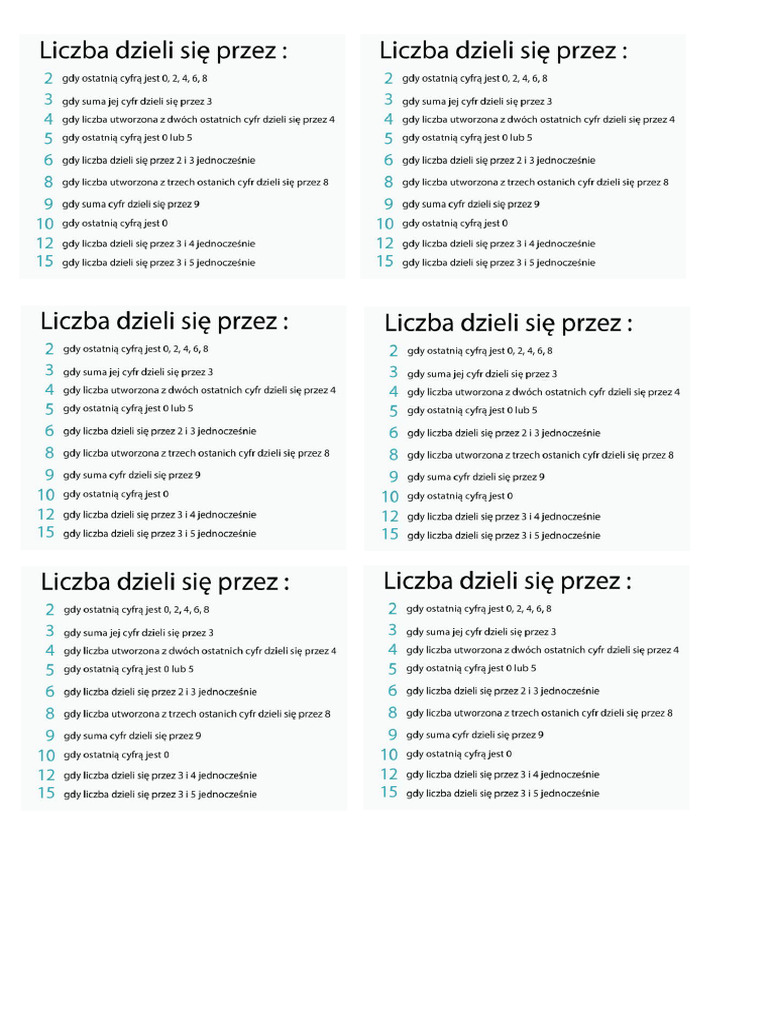 Cechy Podzielności | PDF