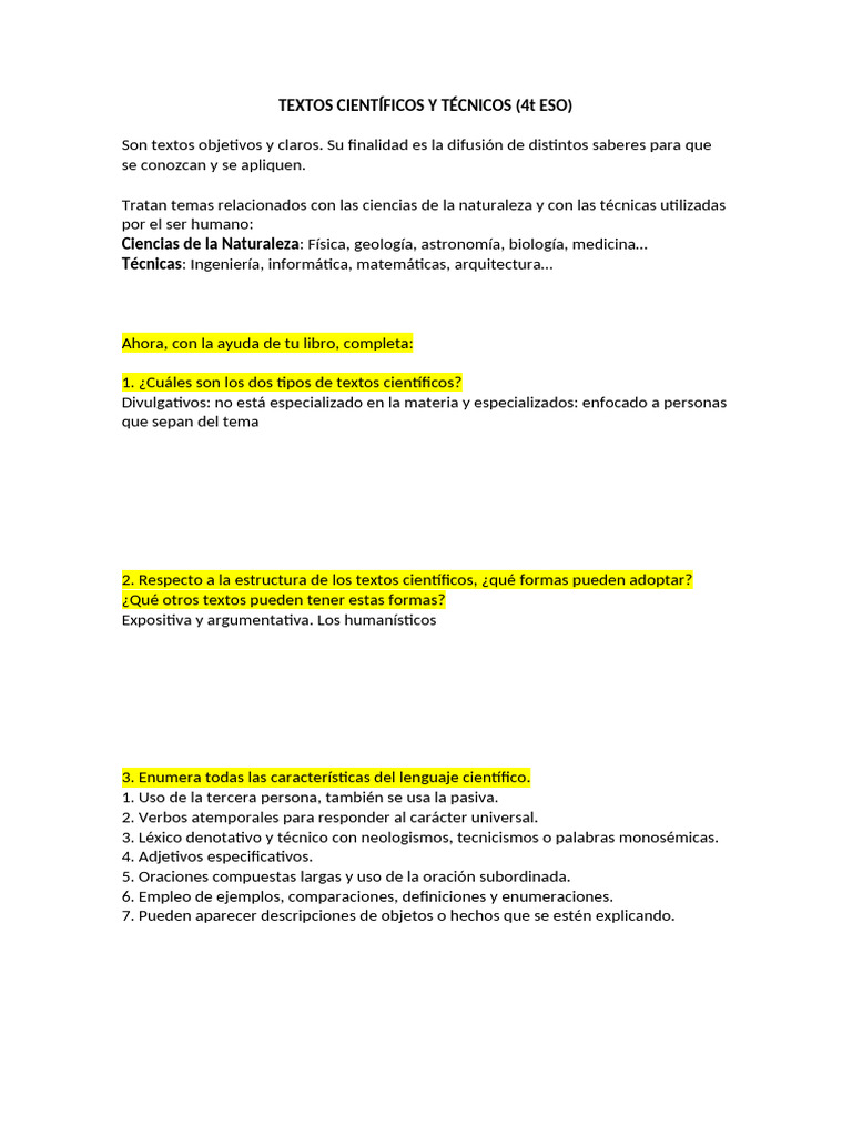 Textos Cientificos y Tecnicos Textos Formales | PDF