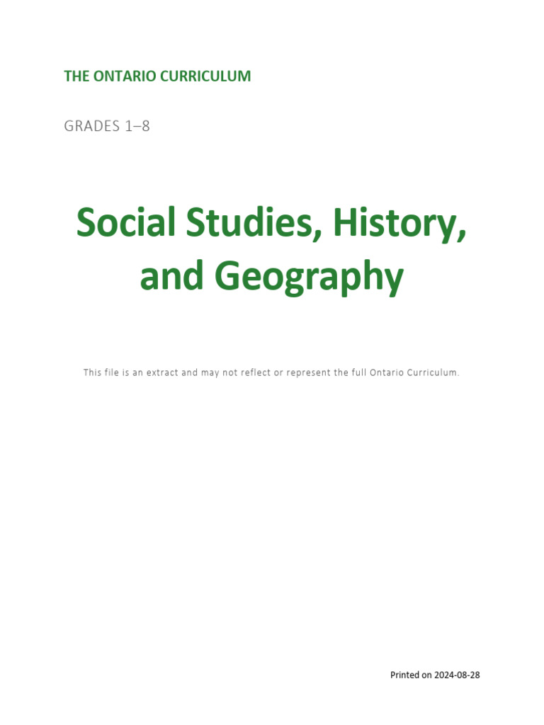 Grade 3 Social Studies Curriculum | PDF | Métis | Canada