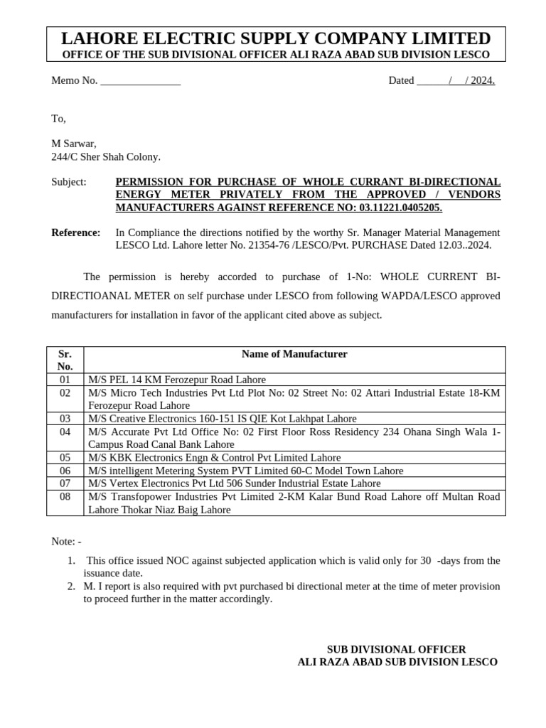 Temp Letters Waqas-2 | PDF