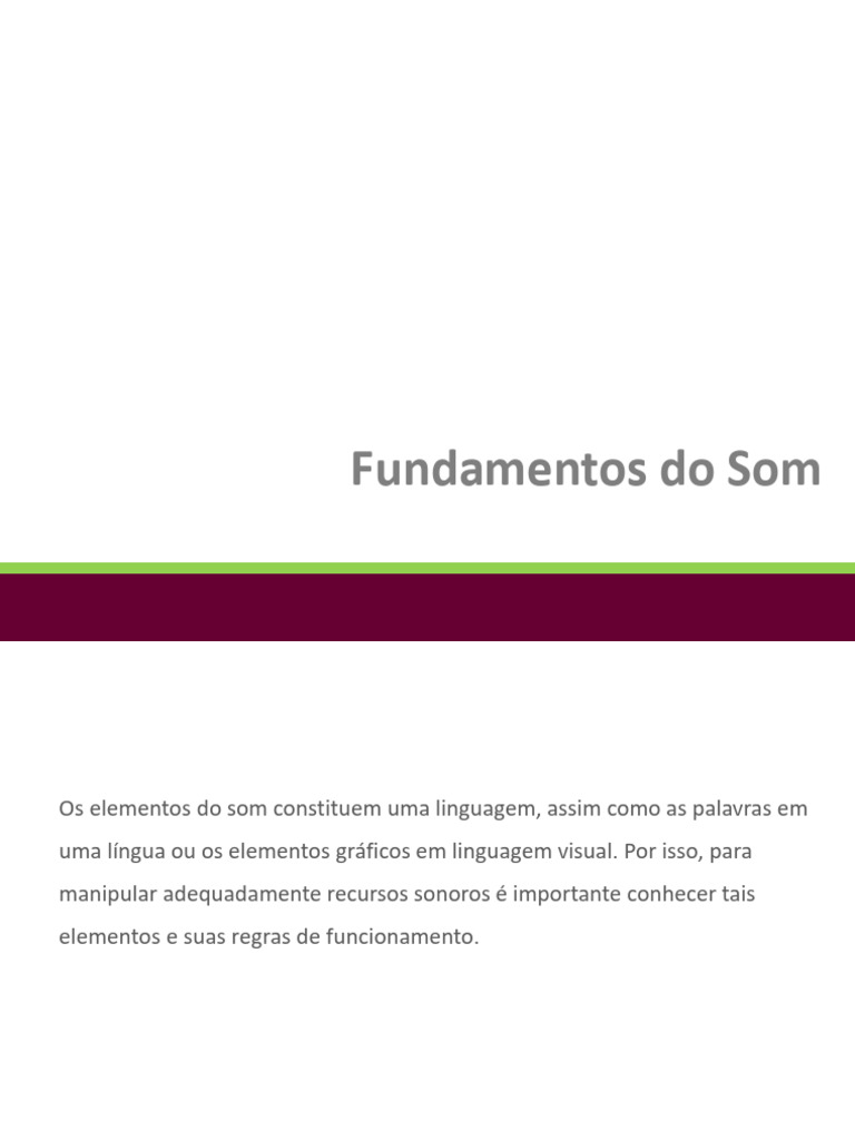 [Aula 01] Fundamentos Do Som PPT | PDF | Som | Ondas