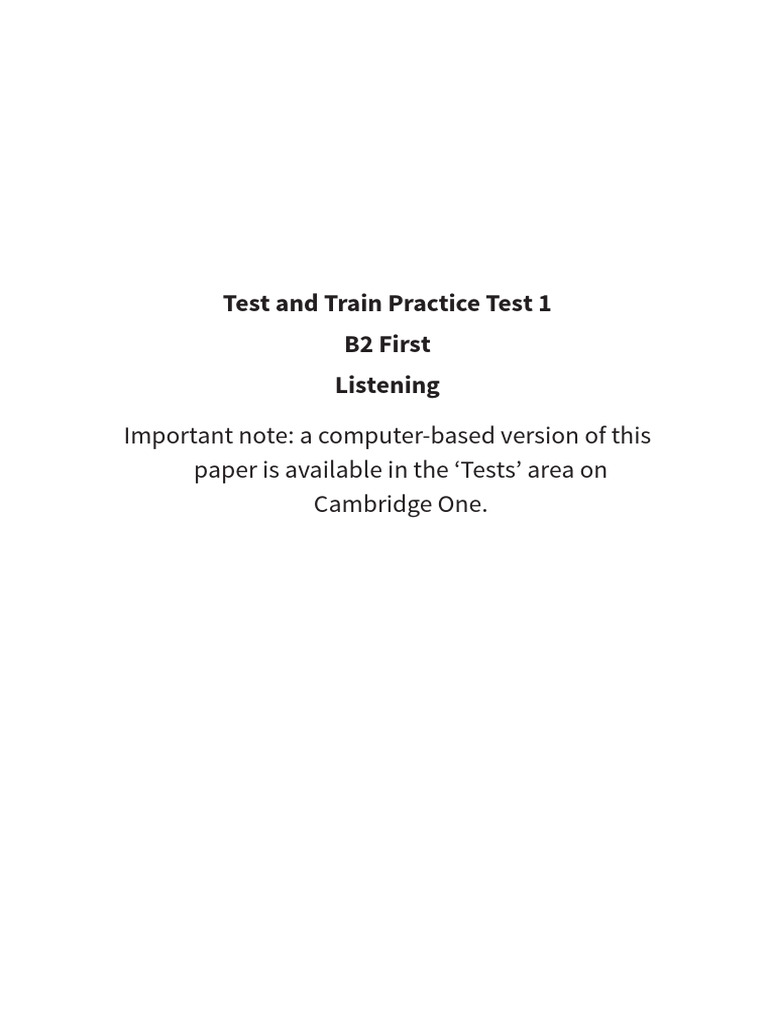 Complete First Test & Train Practice Test B2 First Listening | PDF | Dances