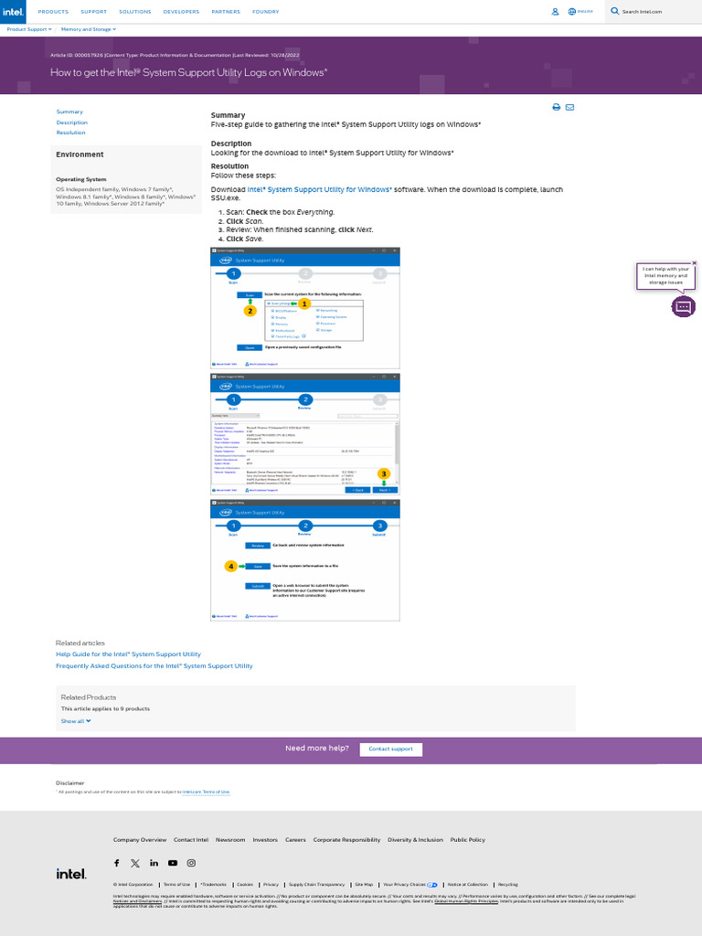 How To Get The Intel® System Support Utility Logs On Windows | PDF | Microsoft Windows | Intel