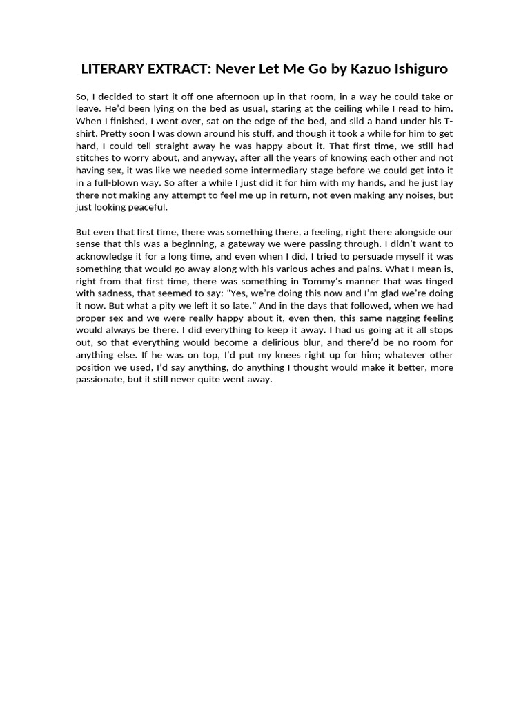 never let me go Literary Extract 14 | PDF