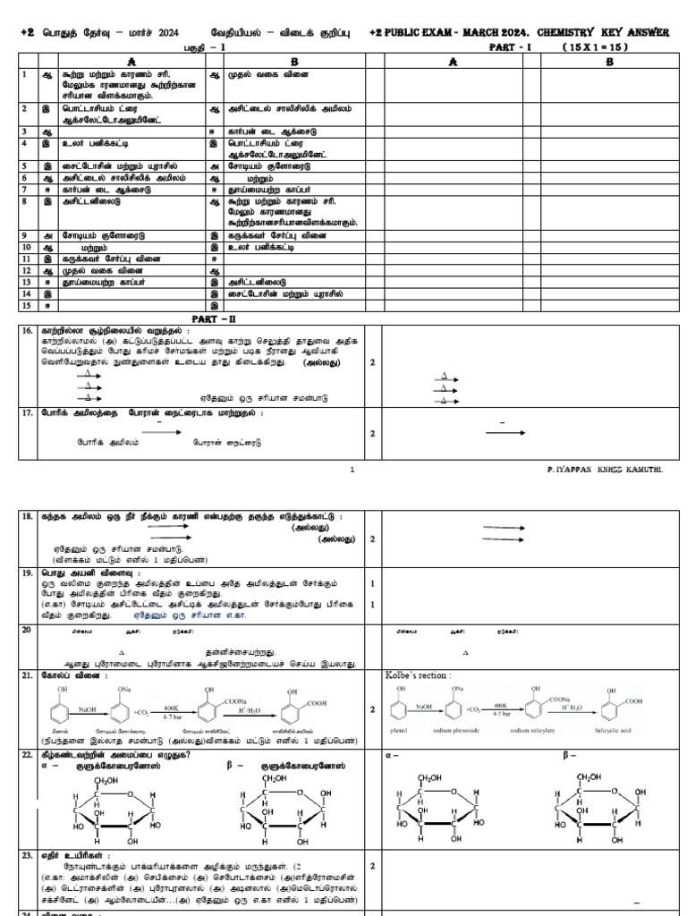 12 BVB - Chem Key Mar - 24 (TM & EM) | PDF | Chemistry | Chemical ...