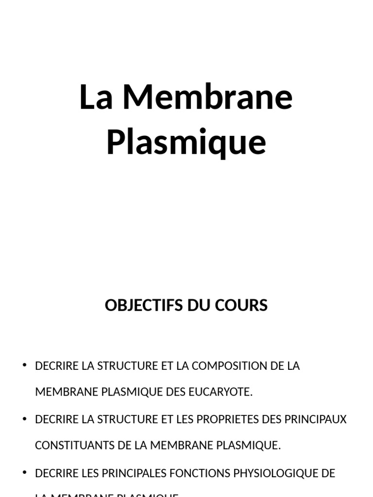La Membrane Plasmique | PDF | Membrane cellulaire | Bicouche lipidique