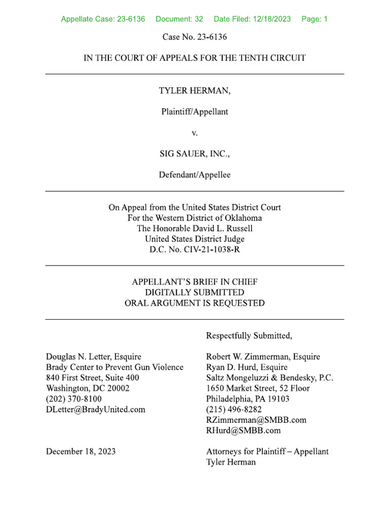 Tyler Herman V Sig Sauer Appeal 10th Circuit | PDF