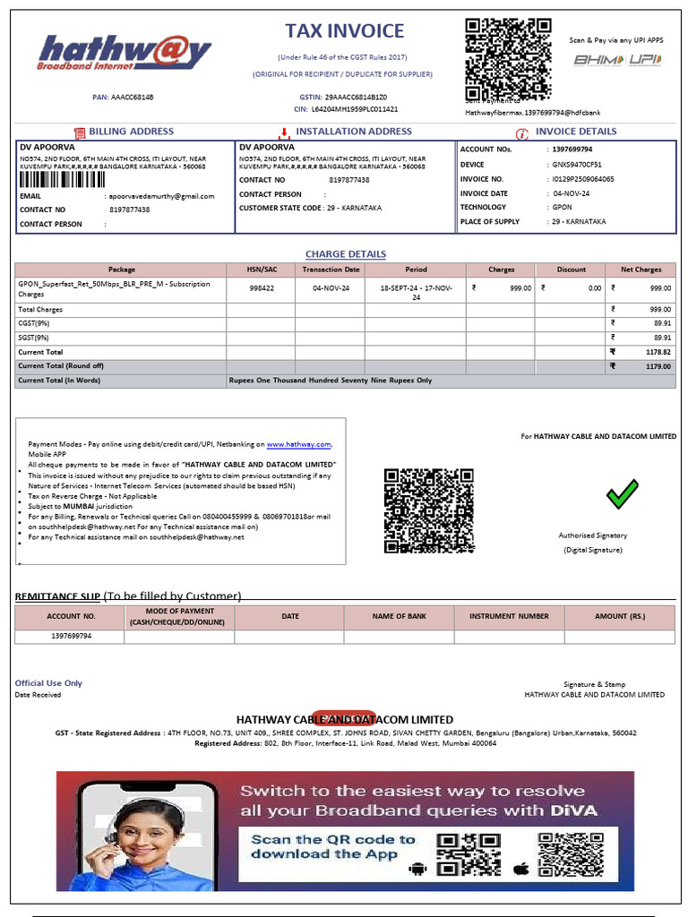 Apoorva November 2024 | PDF | Payments | Invoice