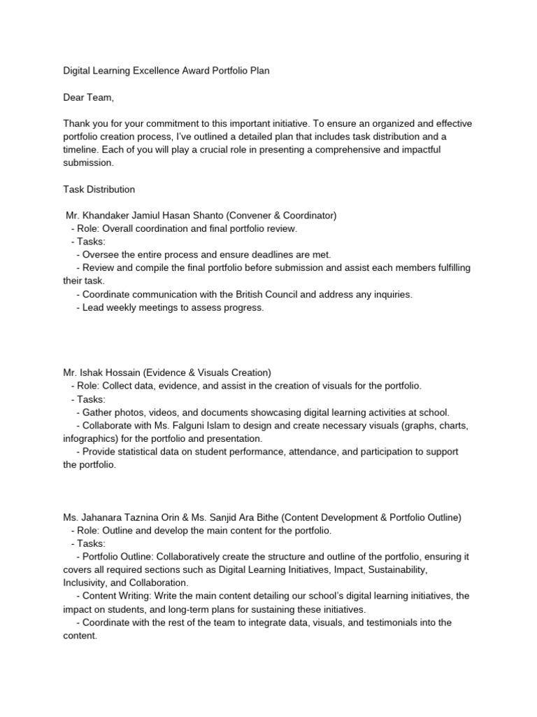 Digital Learning Award Portfolio Plan | PDF | Infographics | Collaboration