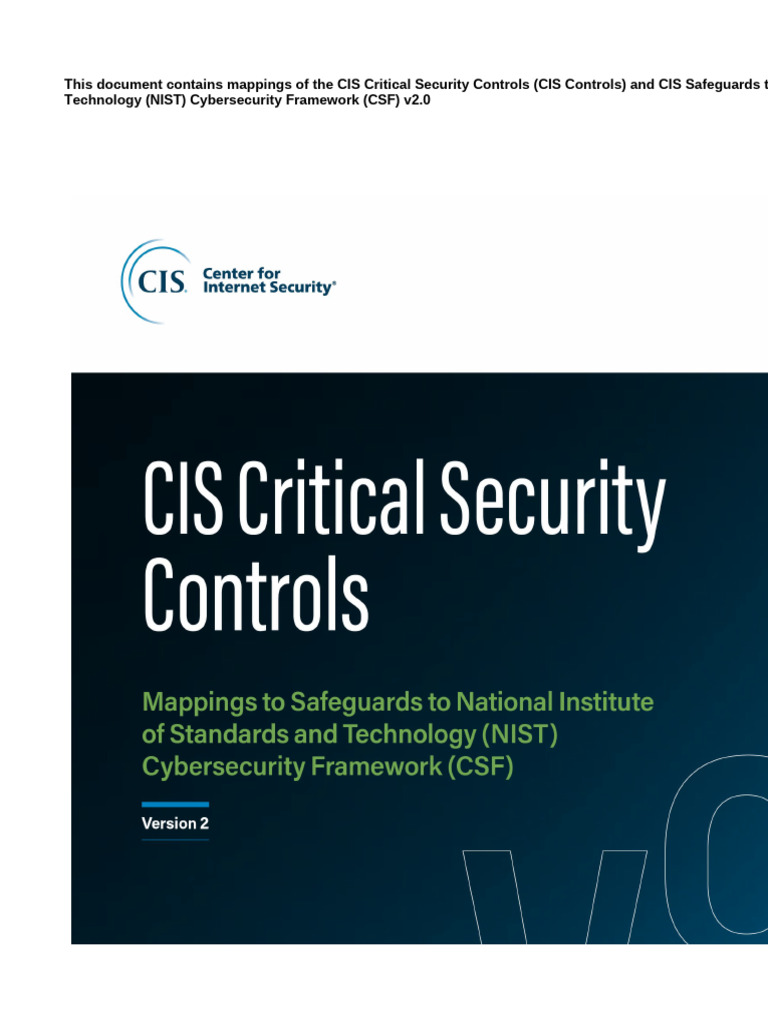 Cis Controls V8 Mapping To Csf 2 0 February 2024 Pdf Information