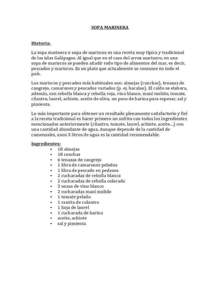 SOPA MARINERA cocina regional samantha | PDF