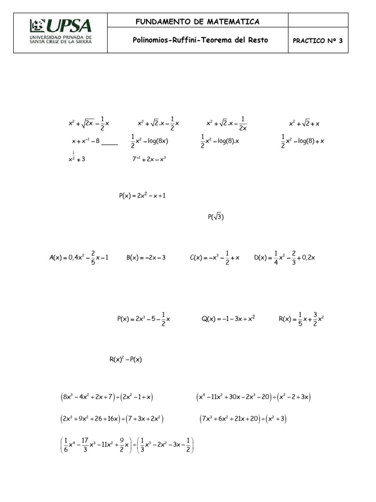 Práctico 3 2022 Polinomios | PDF | Matemáticas | Álgebra