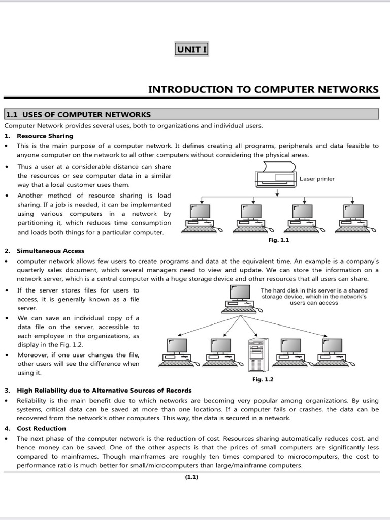 Computer Networks and Cloud Computing - Unit 1 - Notes | PDF