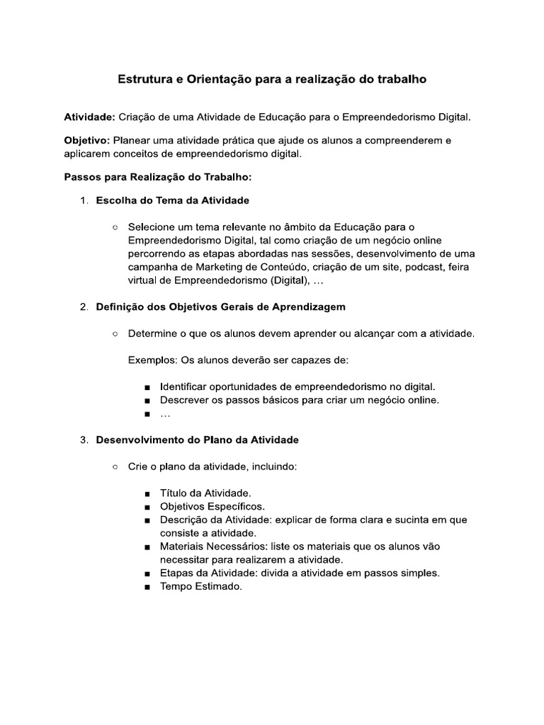 Estrutura Do Trabalho Final | PDF