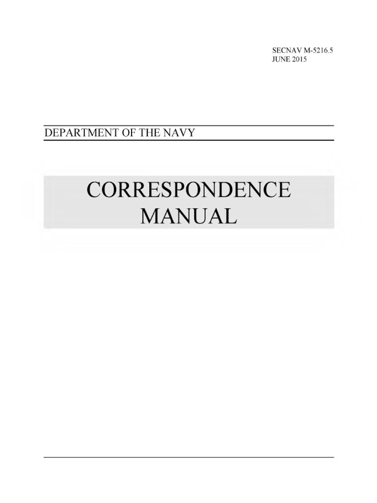Correspondence Manual: Department of The Navy | PDF | United States ...