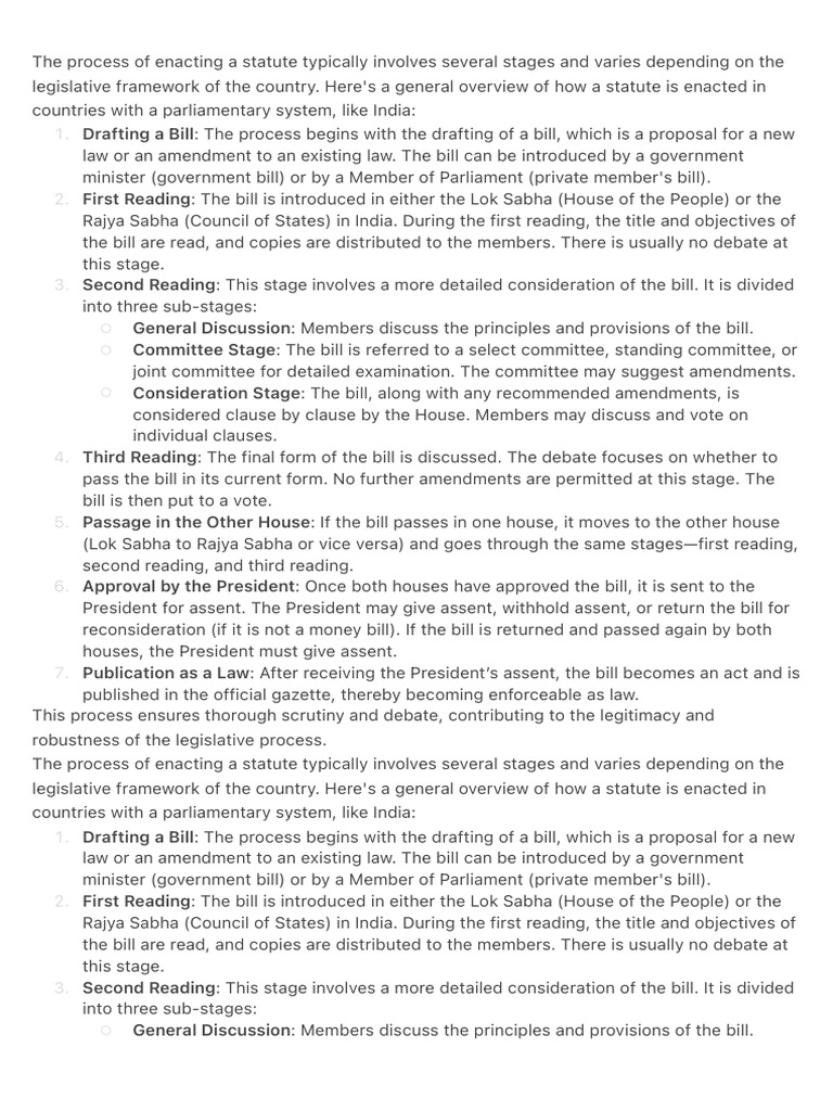 How a Statute is enacted | PDF | Bill (Law) | Public Law