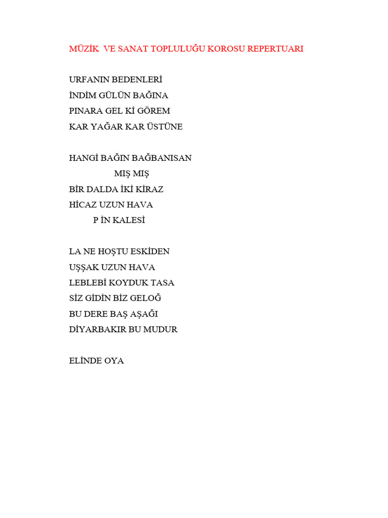 Sira Gecesi̇ Repertuari | PDF