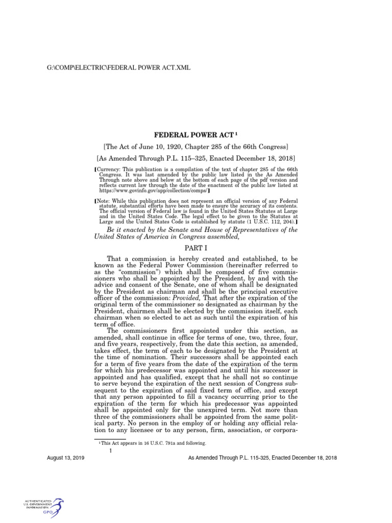 Federal Power Act | PDF | United States Code | Energy Development