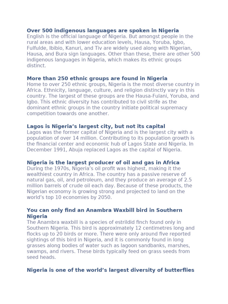 Over 500 indigenous languages are spoken in Nigeria | PDF | Nigeria ...