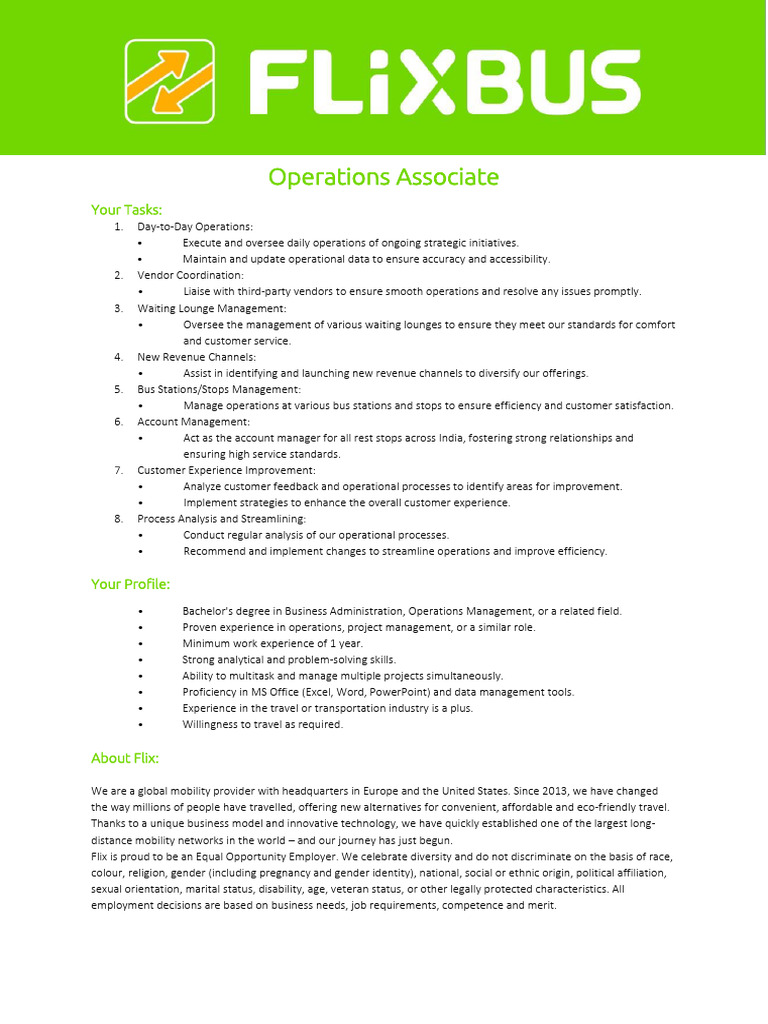 Operations Associate Job Description | PDF | Accessibility | Customer ...