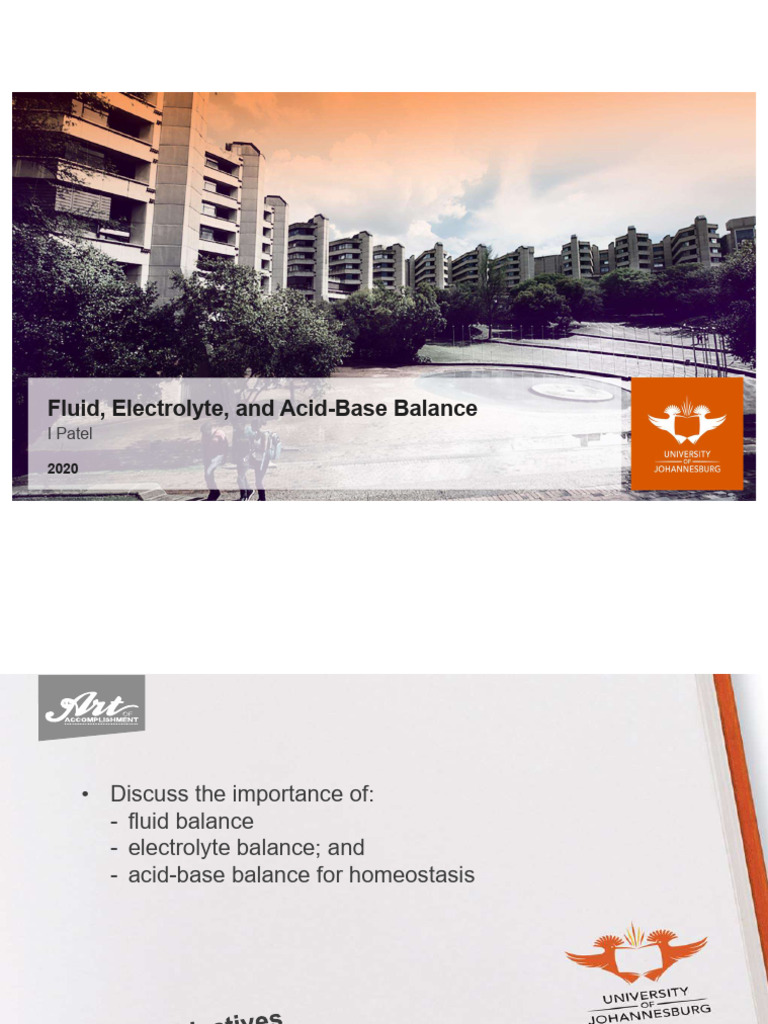 Fluid - Electrolyte and Acid-Base Balance Lecture Slides - Updated | PDF | Homeostasis | Buffer ...