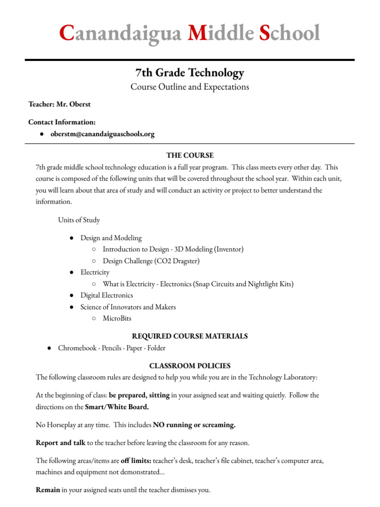 Course Expectations 7th Grade Technology (1) .PDF - Kami | PDF ...