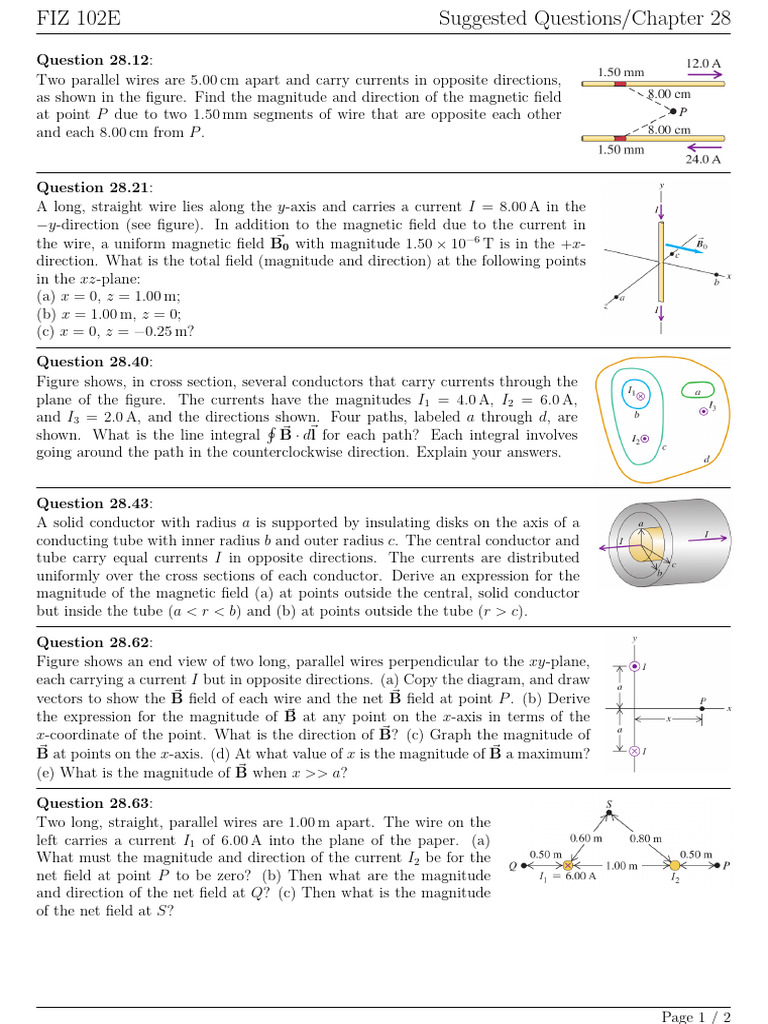 Magnetic Field Calculations in Wires | PDF | Capacitor | Magnetic Field