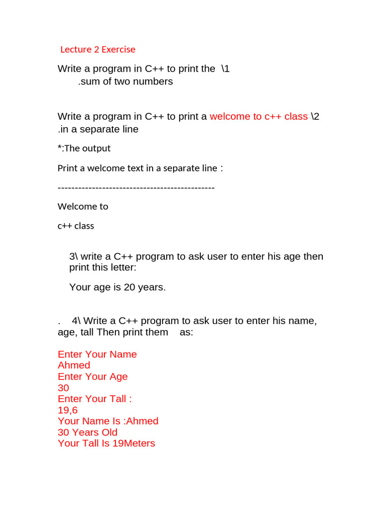 Lecture 2 Exercise | PDF