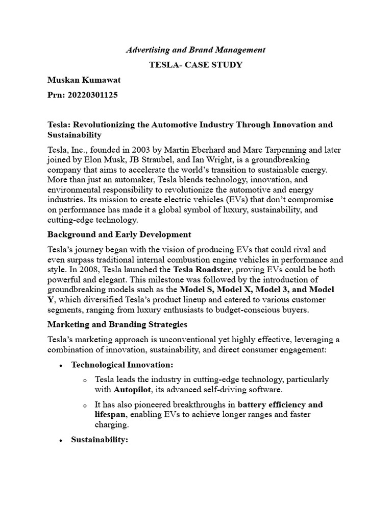 Tesla Case Study | PDF | Electric Vehicle | Transport