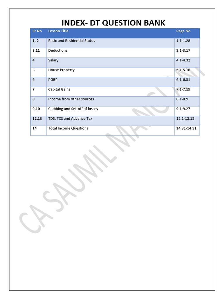 DT - 2nd Que Bank for Exe Dec 24 | PDF | Income Tax | Taxes