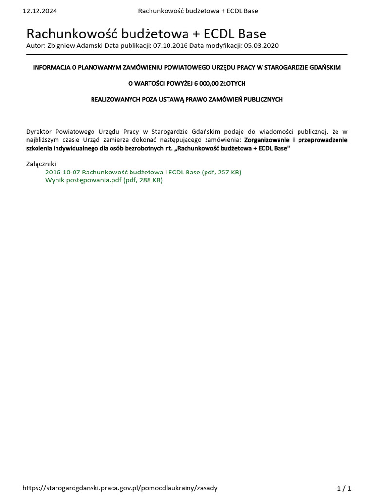 Rachunkowosc Budzetowa + ECDL Base | PDF