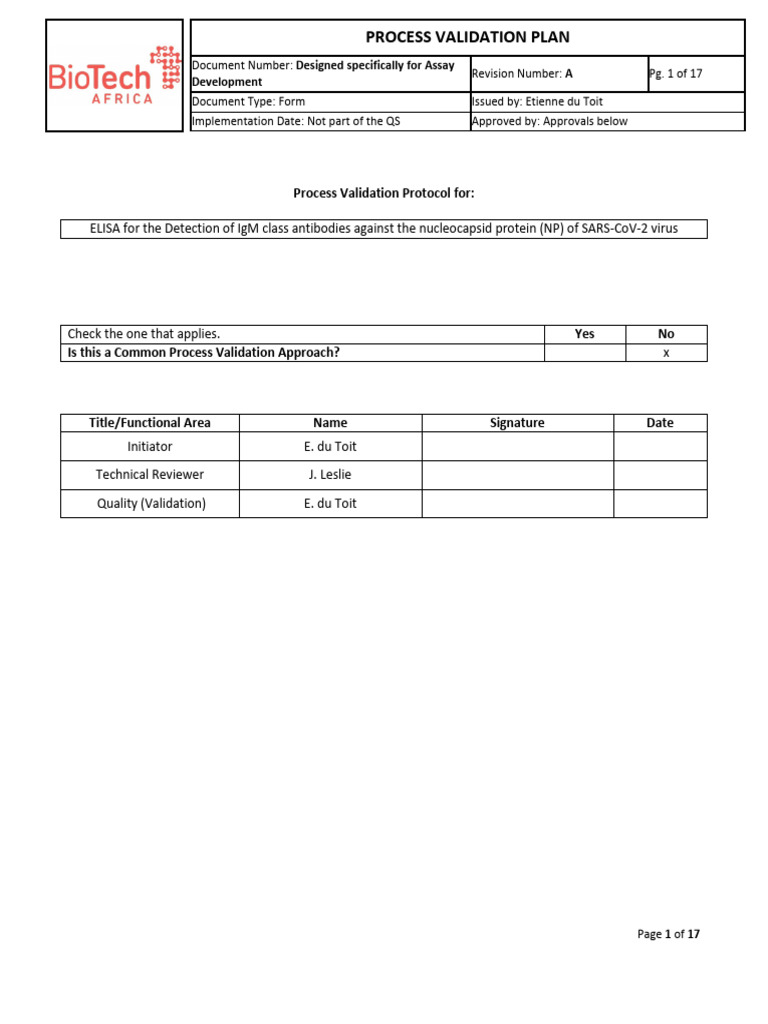 ELISA IgG Antibody Validation Plan | PDF | Elisa | Immunology