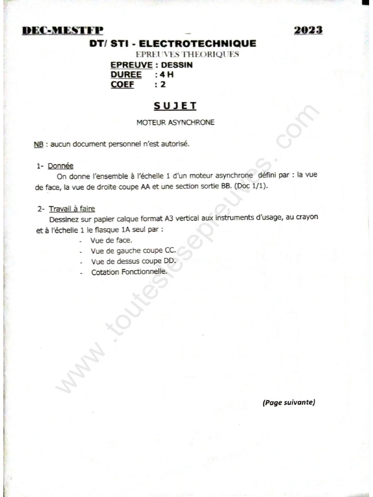 DT - Sti-Electrotechnique 2023 - Dessin | PDF