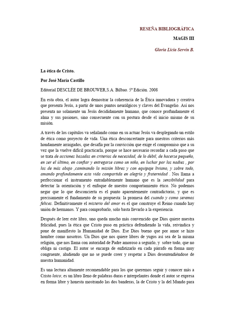 La Etica de Cristo Gloria Servin | PDF | Jesús | Felicidad