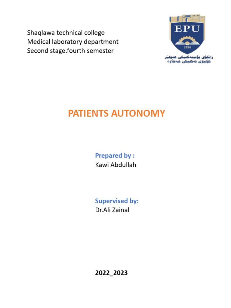 Patient Autonomy Pdf Autonomy Informed Consent
