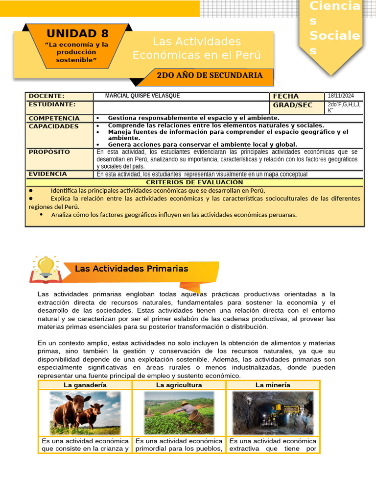 Ficha de Actividad CCSS 2° - Semana 1 (5) Segundo | PDF | Economias
