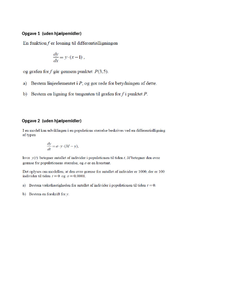 Aflevering Differentialligninger | PDF
