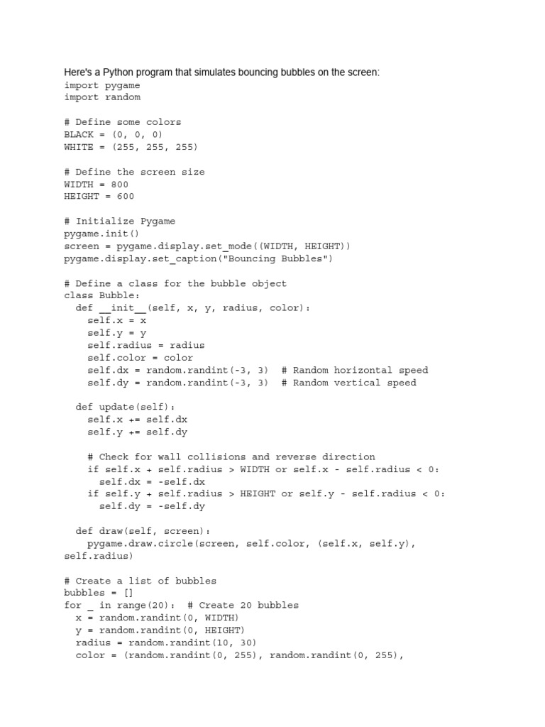 Write A Program About Bubbles | PDF