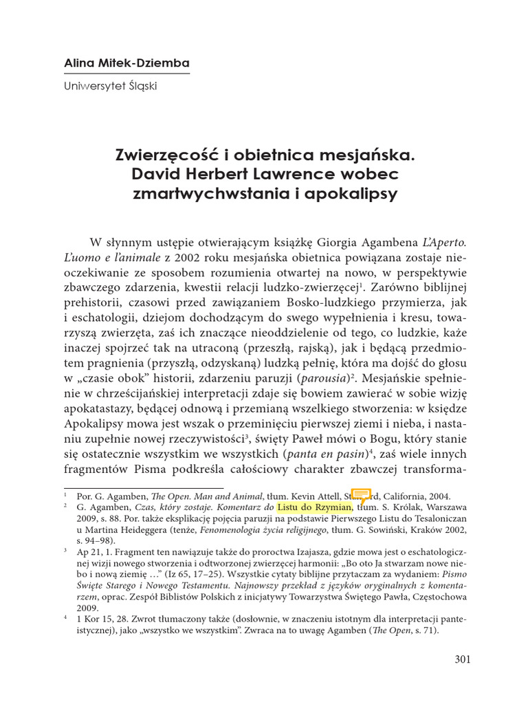 Animality and The Messianic Promise Davi | PDF