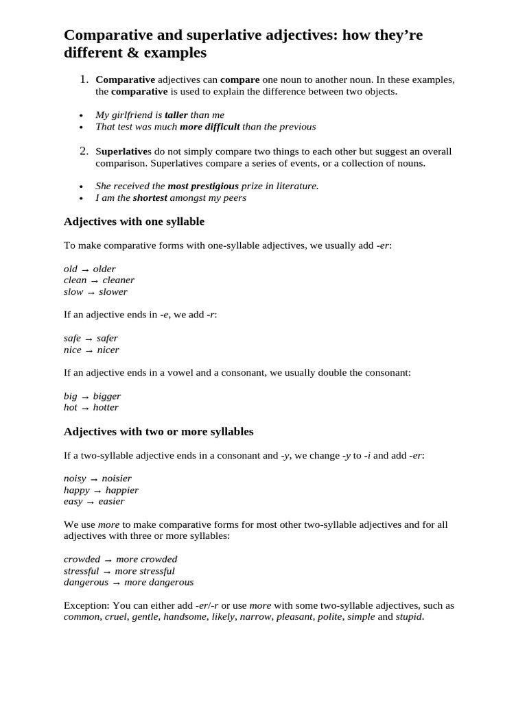Comparative and Superlative Adjectives | PDF | Adjective | Syntax