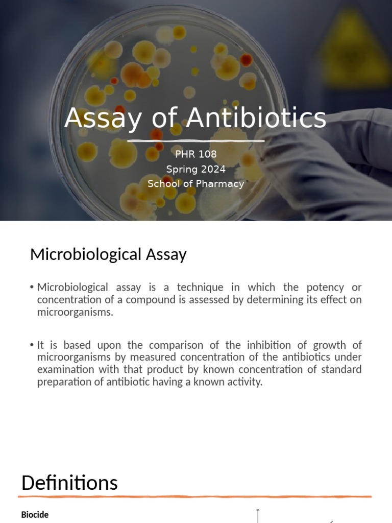 Antibiotic Assay Techniques Explained | PDF | Microbiology | Biology